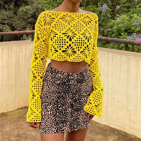 Crochet Floral Lace Top Crochet Flower Top Etsy Crochet Lace Top Crochet Top Pattern