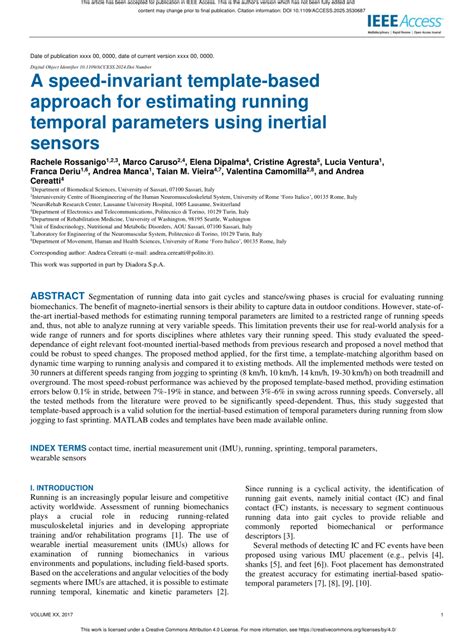 Pdf A Speed Invariant Template Based Approach For Estimating Running Temporal Parameters Using