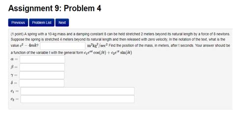 Solved Assignment 9 Problem 4 Previous Problem List Next 1