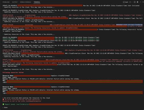 amplify push failed with graphqlschema schema update and resource is