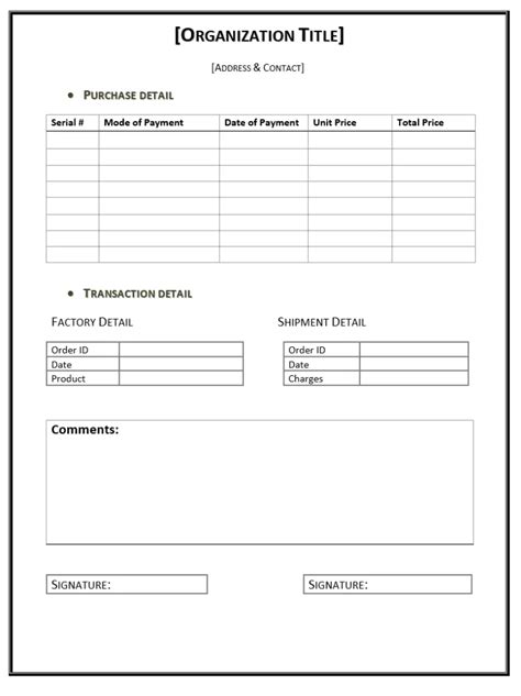 Purchase Invoice Template Free Word Excel Templates