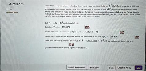 The Midpoint Or Middle Method Does Not Give The Exact Value Of The Integral Bafxdx The Error Is