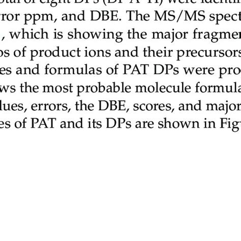 Lc Q Tof Ms Ms Spectra Of Pat Degradation Products A Dp A B Dp B Download Scientific