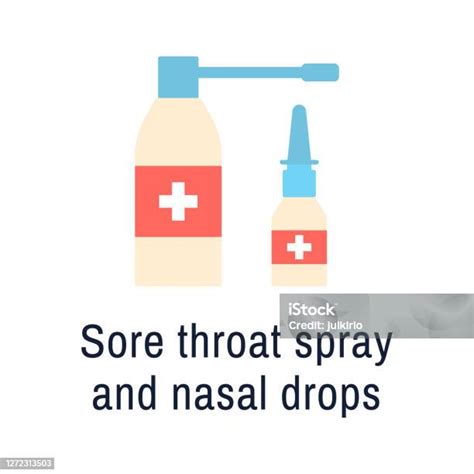 비강 스프레이 플랫 아이콘 흰색에 고립 된 인후병 코와 인후 약물 플라스틱 용기 바이러스 독감과 차가운 알레르기 콧물 약물 건강 관리 의료 벡터 일러스트레이션 나잘