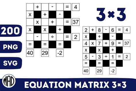 Equation Matrix Classic Puzzle 3×3 Grid Graphic By Marina Art Design · Creative Fabrica