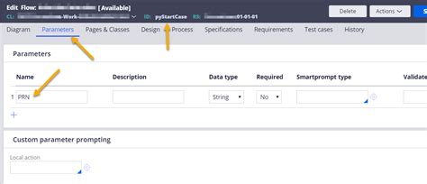 passing parameters to create work action in a button support center