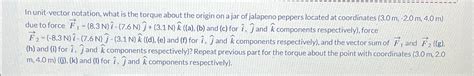 In Unit Vector Notation What Is The Torque About The In Unit Vector Notation What Is The Torque About The