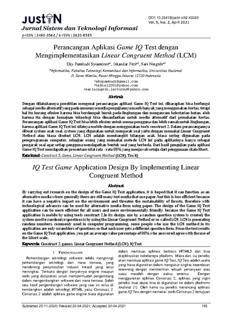 Notes Application Doi 1026418justin Vol 9 No 2 April 2021 P