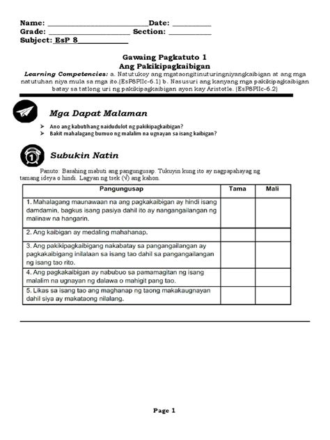 Activity Sheet Esp 8 Pdf