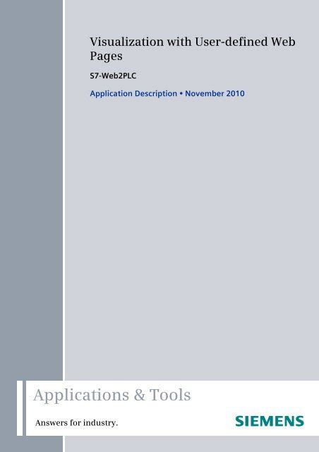 Visualization With User Defined Web Pages Siemens