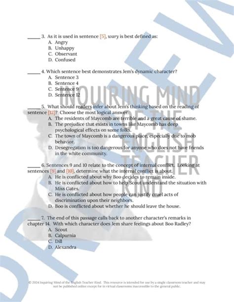 To Kill A Mockingbird Chapter 23 Literary Analysis Worksheet Self Grading