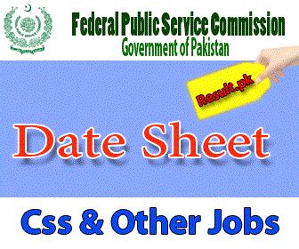 Federal Public Service Commission Date Sheet Fpsc Annual Supply Exams Time Table