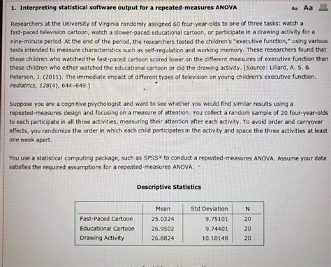 Solved 1 Interpreting Statistical Software Output For A
