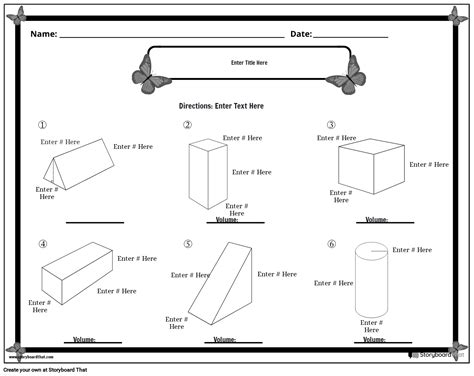 Practice Volume Worksheet Featuring Butterflies