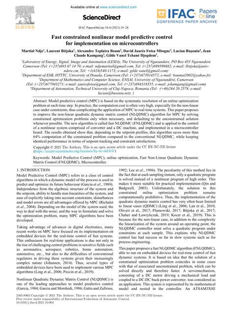 pdf fast constrained nonlinear model predictive control for