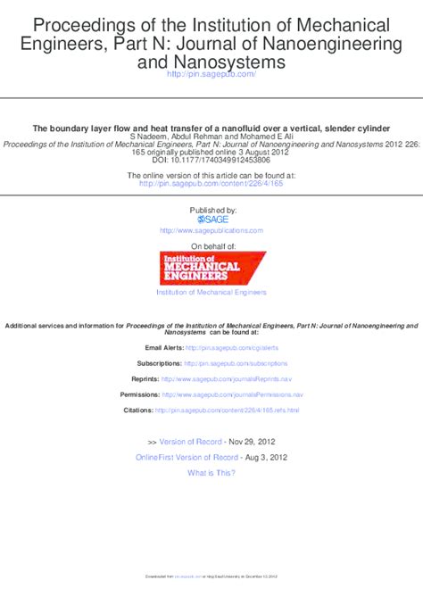 Pdf Boundary Layer Flow And Heat Transfer Of Nanofluid Over A Vertical Plate With Convective