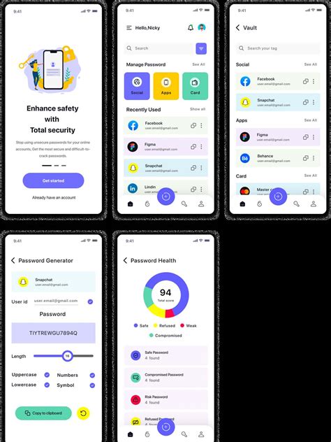 一套轻量换的密码管理app Ui资源素材figma源文件下载