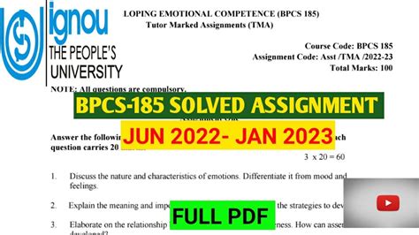 BPCS SOLVED ASSIGNMENT BPCS Solved Assignment In English