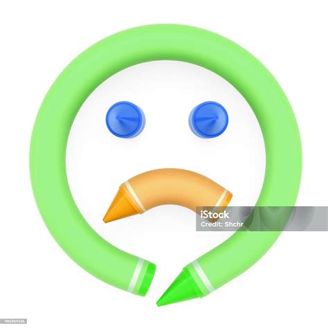 컬러 왁 스 크레용 얼굴 슬픈 Emoji 흰색 바탕에 이모티콘 같은 조립 3d 렌더링 이미지 0명에 대한 스톡 사진 및 기타 이미지 Istock