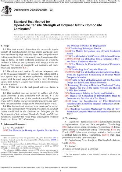 Astm D5766d5766m 23 Standard Test Method For Open Hole Tensile