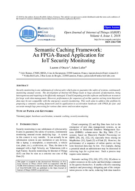 Pdf Semantic Caching Framework An Fpga Based Application For Iot Security Monitoring