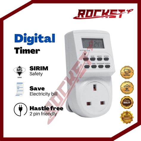 24 Hours Plug In Programme Timer 3pin Sirim Approved Digital Timer