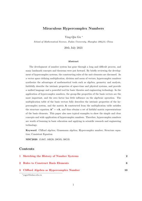 Pdf Miraculous Hypercomplex Numbers