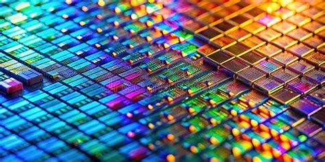 Detailed Closeup View Of A Silicon Semiconductor Wafer A Precision