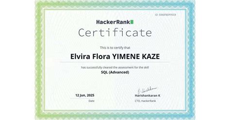 Hackerrank Skill Certificate Elvira Yimene