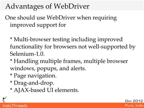 Indic Threads Pune Improve Testing Efficiency With Selenium Webdriver