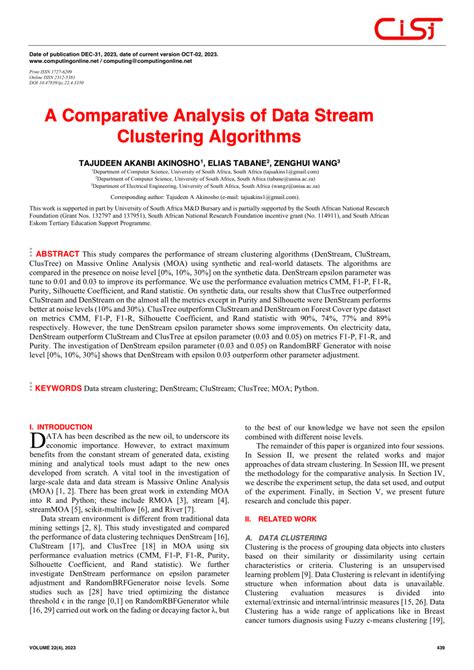 Pdf A Comparative Analysis Of Data Stream Clustering Algorithms