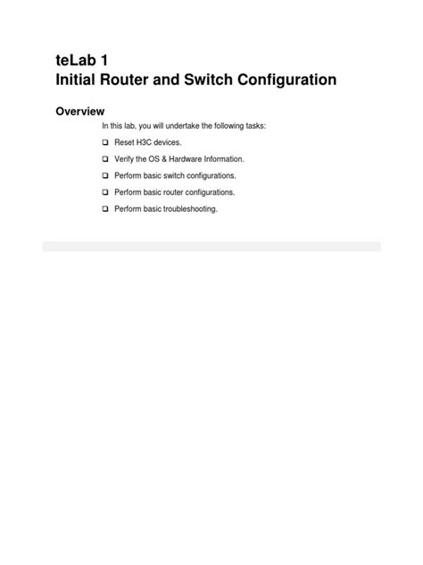 Migrating To H3c Lab Guide Lab01 Basic Config V28 Pdf Network Switch Command Line Interface