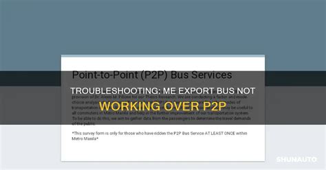 troubleshooting me export bus not working over p2p shunauto