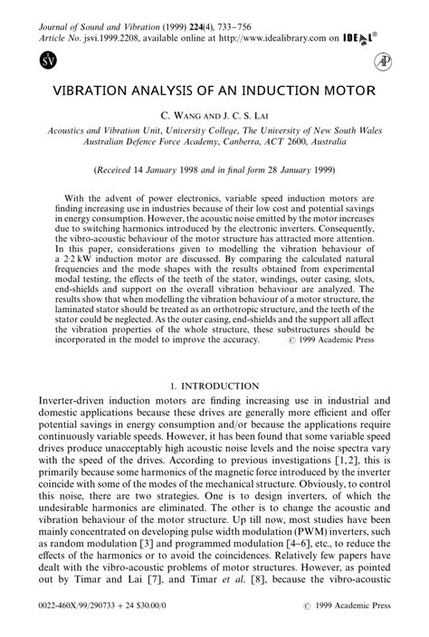 Pdf Vibration Analysis Of An Induction Motor