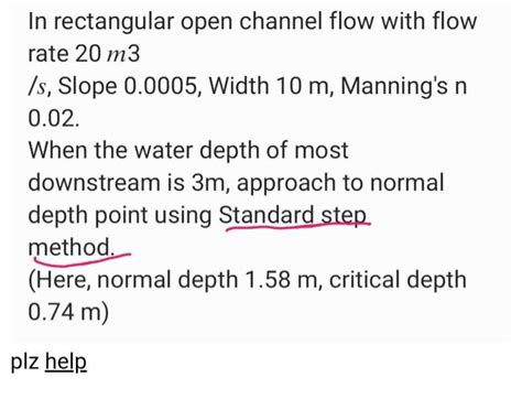 Solved In Rectangular Open Channel Flow With Flow Rate M Chegg