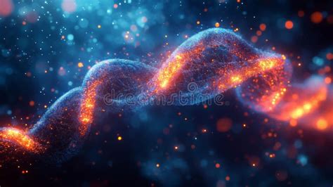 Abstract Glowing Dna Helix Particle Representation Stock Illustration