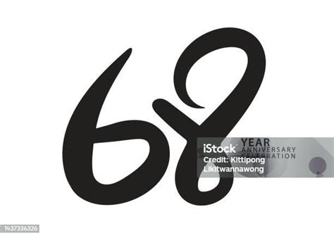 68 주년 기념일 축 하 블랙 컬러 로고 타입 벡터 68 숫자 디자인 68 번째 생일 초대장 로고 번호 디자인 벡터 일러스트