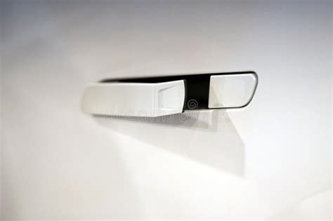 Smart Retractable Door Handles Of White Electric Car Stock Image