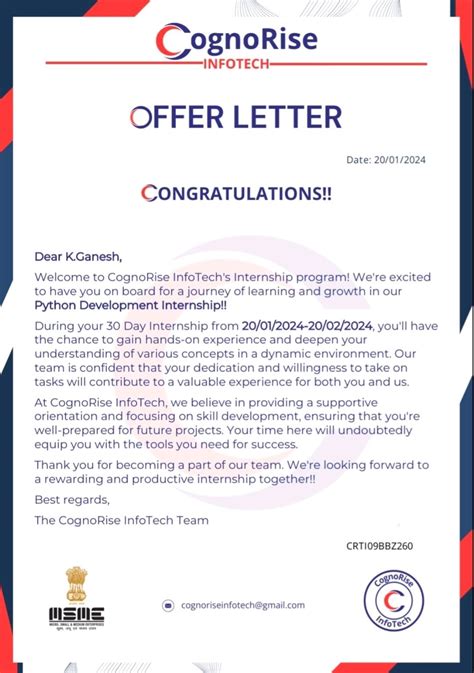 Ganesh K On Linkedin Cognoriseinfotech Internship Pythondevelopment