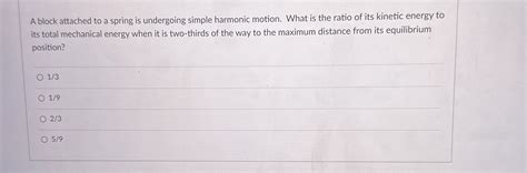 Solved A Block Attached To A Spring Is Undergoing Simple Chegg Com