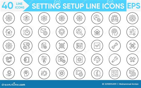 Setting Setup Line Icons Vector And Illustrator Set Stock Illustration Illustration Of Move