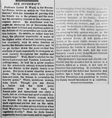 Lester Ward And Sex Supremacy 1888 Gynocentrism And Its Cultural