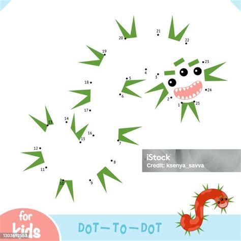 숫자 게임 교육 점 어린이 박테리아와 바이러스 캐릭터에 대한 도트 게임 바이러스에 대한 스톡 벡터 아트 및 기타 이미지