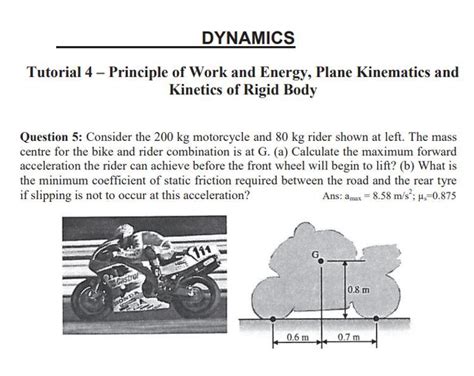 DYNAMICS Tutorial Principle Of Work And Energy Chegg