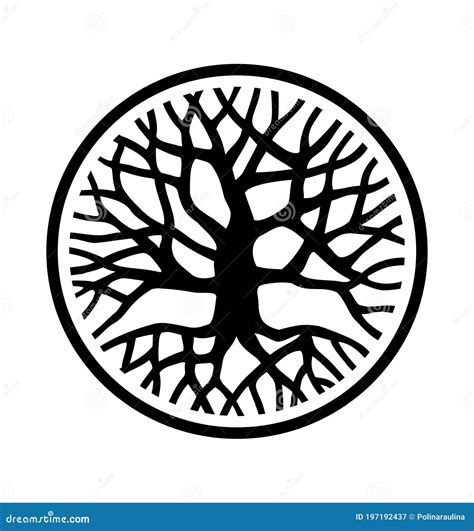 Tree With Roots And Branches In Circle Stock Vector Illustration Of Autumn Earth 197192437