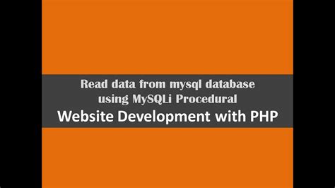 Read Data From Mysql Database Website Development With Php Youtube