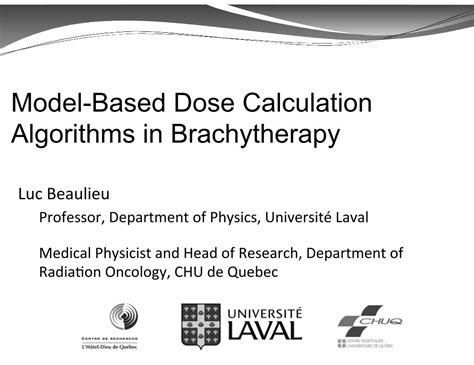 Pdf Model Based Dose Calculation Algorithms In Brachytherapy · Model Based Dose Calculation