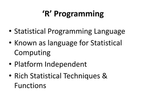 Introduction To R Programming Languagepptx