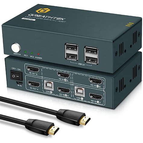 15 Mo Finance HDMI KVM Switch Dual Monitor 2 Port KVM Switch 2 Monitors 2 Computers 4K 60Hz 4