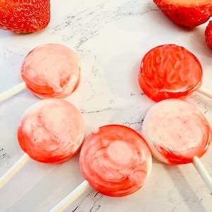 Strawberry And Cream Marble Lollipops Hard Candy Party Favors Set